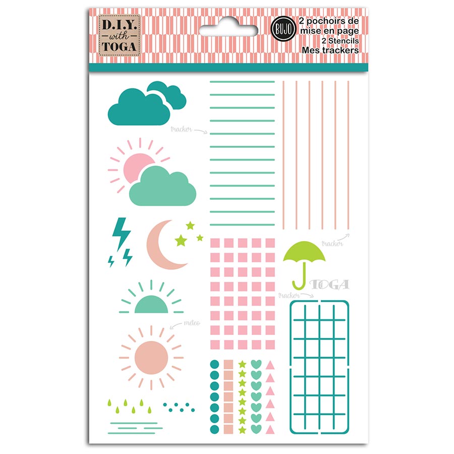 Pochoirs Bujo Trackers - 15 x 20 cm - 2 pcs - Scrapmalin